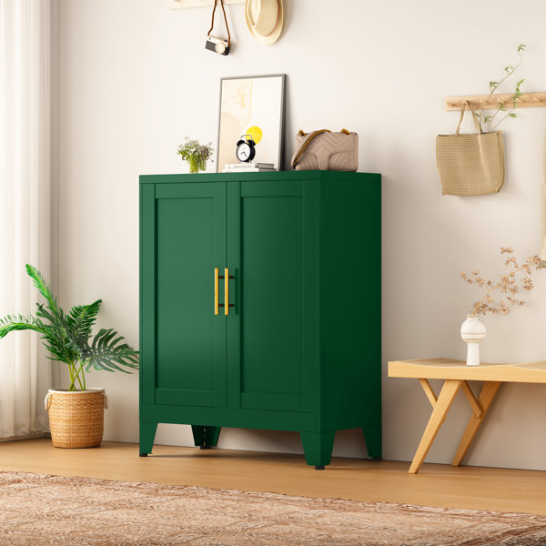 Ebern Designs Steel Modern Home Furniture Storage Organizer Cabinet With Doors & Adjustable ...